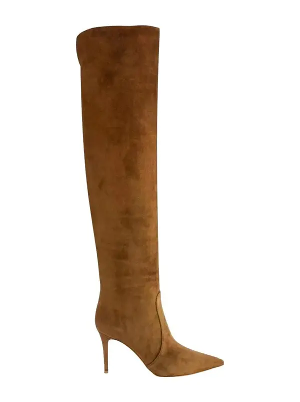 GIANVITO ROSSI 85mm Hansen Cuissard Suede Knee-high Boots - Brown
