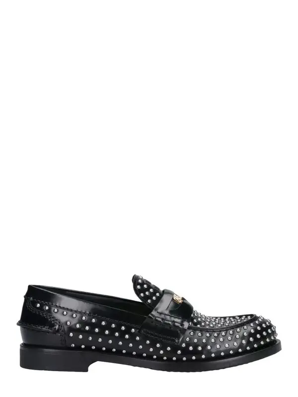 Miu Miu Studded Penny Loafers - Black