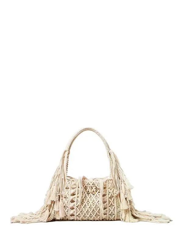 TWINSET Macramé Tote Bag With Fringe - Neutrals