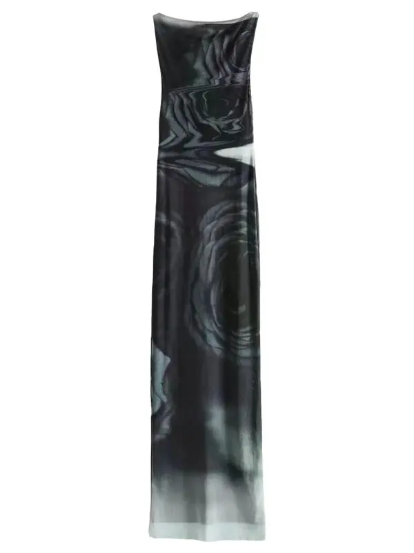 Jean Paul Gaultier Rose-print Sleeveless Maxi Dress - Grey