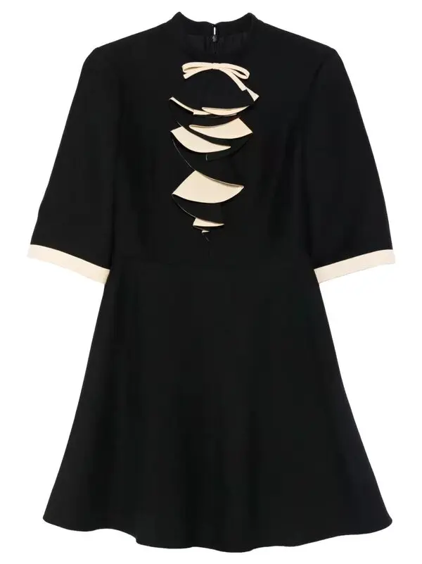 Valentino Garavani Bow-detailed Ruffled Mini Dress - Black