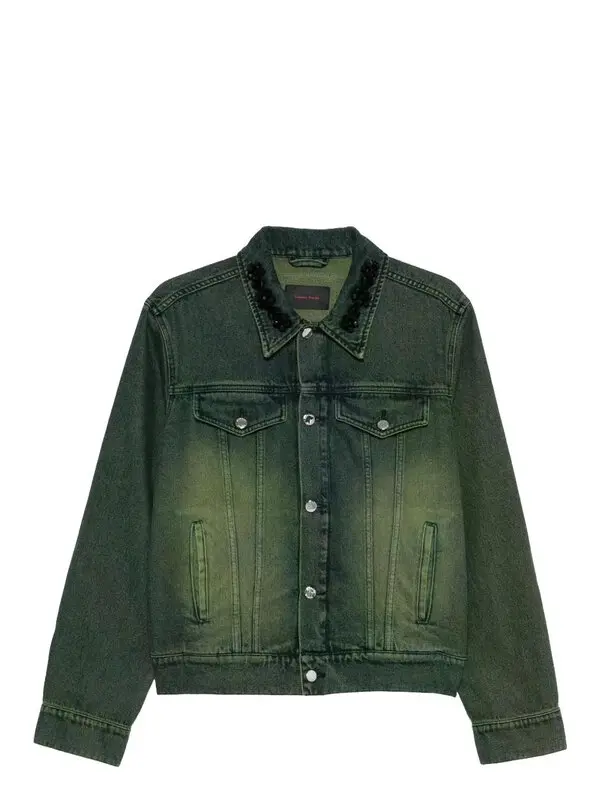 Simone Rocha Embellished-collar Denim Jacket - Green