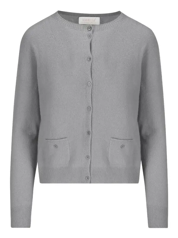VANISÈ Cashmere Cardigan With Patch Pockets - Grey