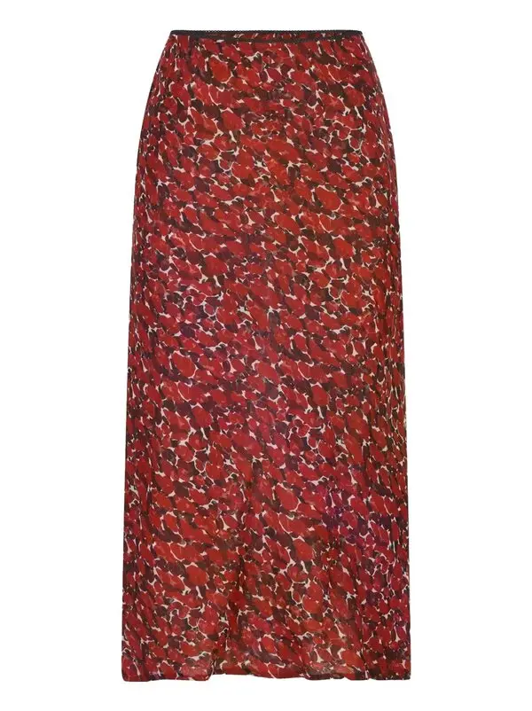 Saint Laurent Polka-dot Silk Muslin Skirt - Red