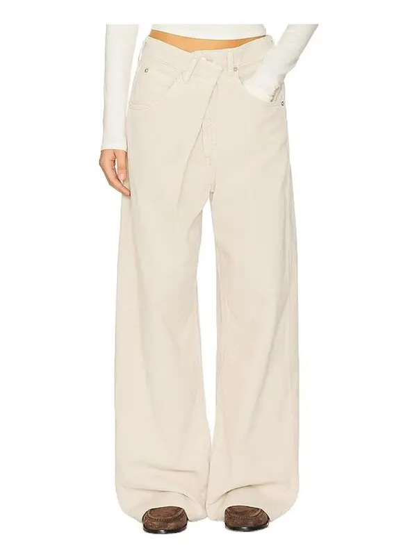 AGOLDE Vana Fold Wide Leg Jeans - Rice Grass