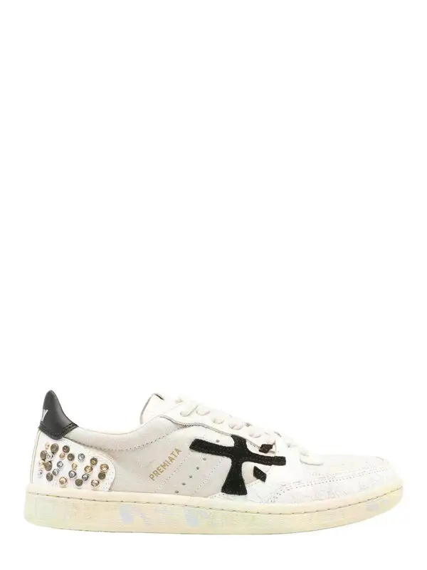 Premiata Stud-embellished Lace-up Sneakers - White