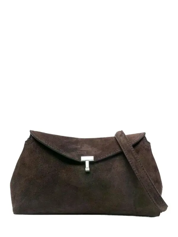 TOTEME T-lock Suede Clutch - Brown