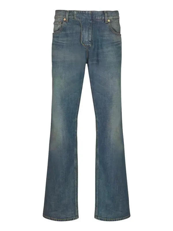 Balmain Washed-effect Straight-leg Jeans - Blue