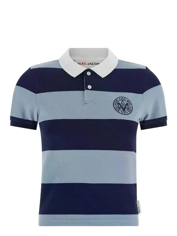 A.p.c. X Marc Jacobs Striped Polo Shirt - Blue