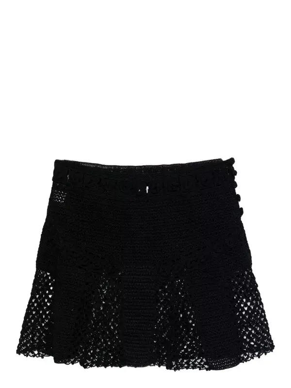 JUDY TURNER Floret Crochet Mini Skirt - Black
