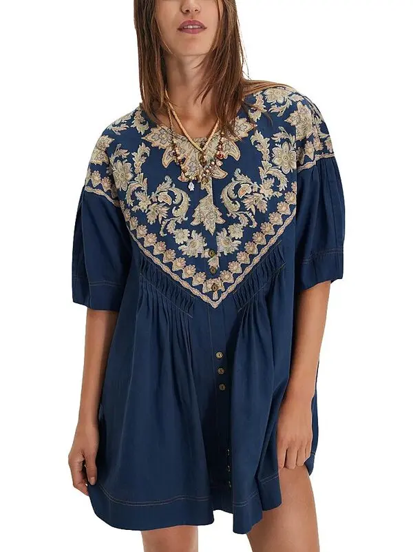 Free People Orson Mini Dress - Indigo Combo