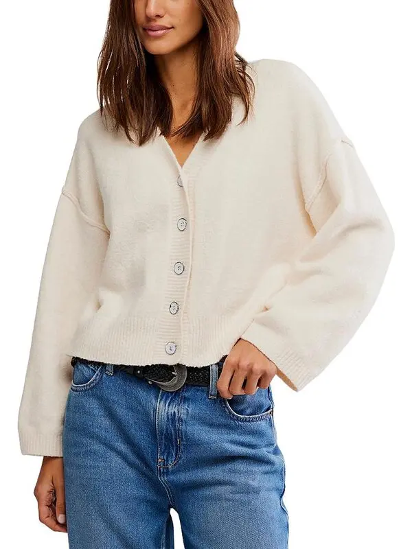 Free People V-neck Cardigan Sweater - Ivory