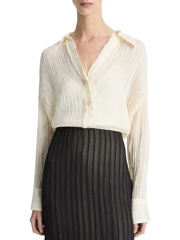 Vince Textured Stripe Top - Off White