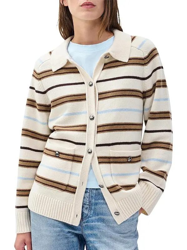 Rag & Bone Peggy Wool Oversized Cardigan - Ivory Multi