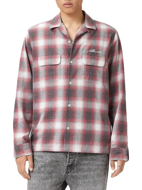 ALLSAINTS Shams Relaxed Fit Long Sleeve Shirt - Claret Red