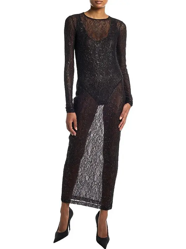 Wardrobe.NYC Lace Midi Dress - Black / Silver
