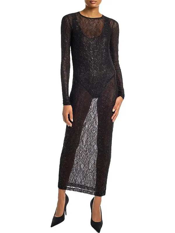 Wardrobe.NYC Lace Midi Dress - Black / Silver