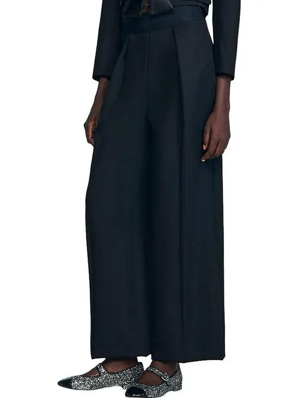 Sandro Wide Leg Trousers - Black