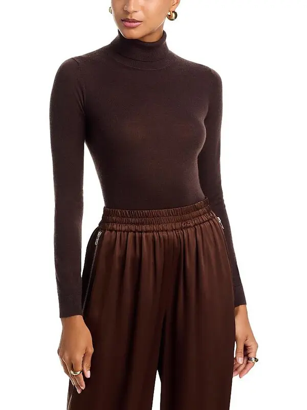 Co Long Sleeved Cashmere Turtleneck Top - Chocolate