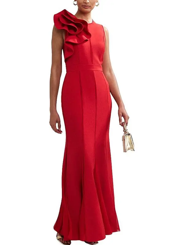 PHASE EIGHT Tyra Ruffle Trim Dress - Red