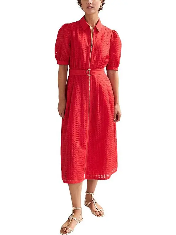 PHASE EIGHT Carey Checkered Midi Dress - Red