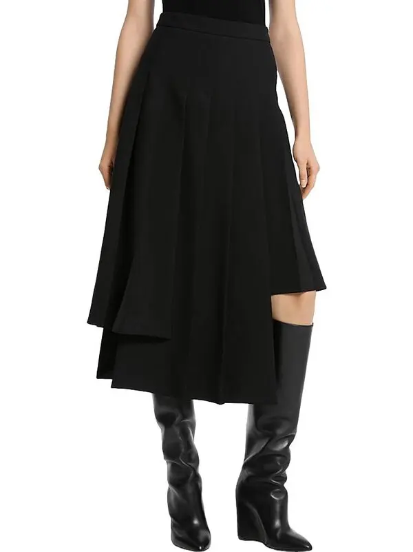 Michael Kors Asymmetrical Pleated Skirt - Black