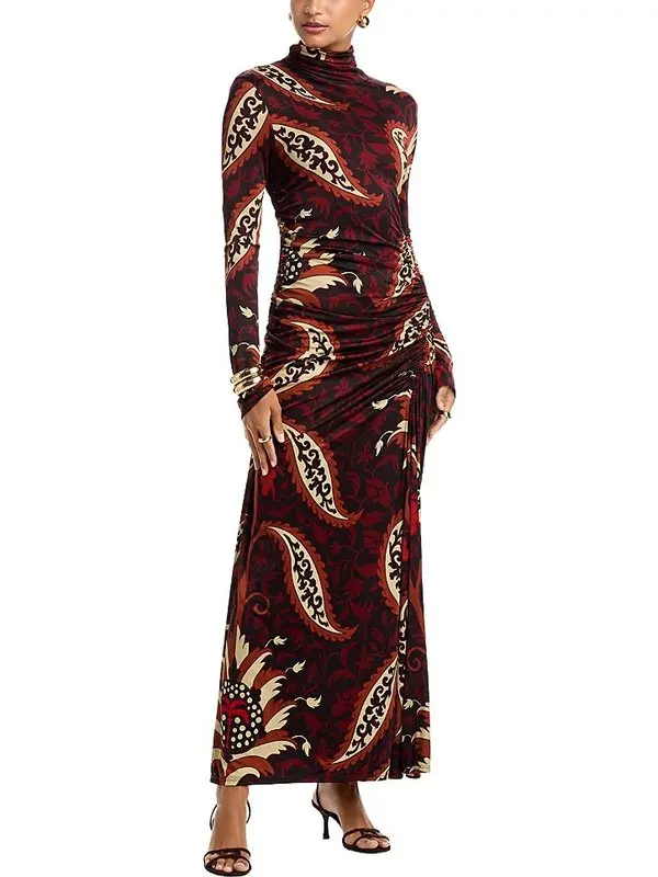 Johanna Ortiz Printed Jersey Maxi Dress - Black/mocca/sand/red