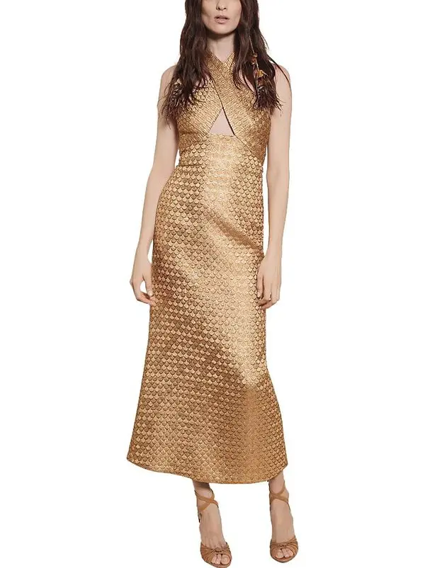 Johanna Ortiz Jacquard Long Dress - Gold
