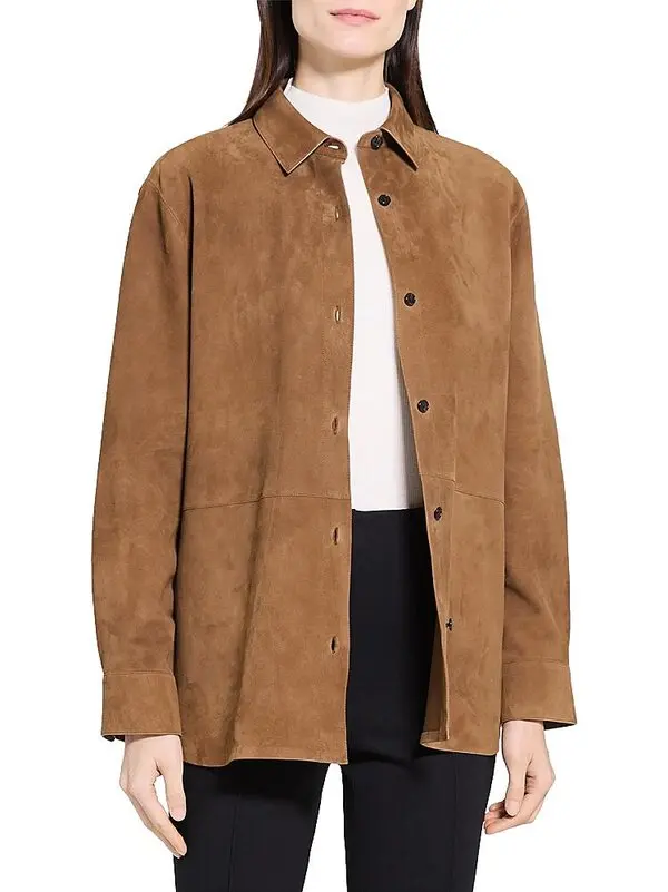 Theory Suede Shirt Jacket - Deep Tabacco