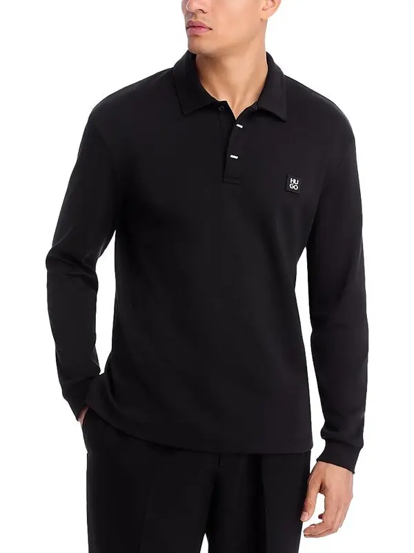 Hugo Dargen Long Sleeve Polo Shirt - Black