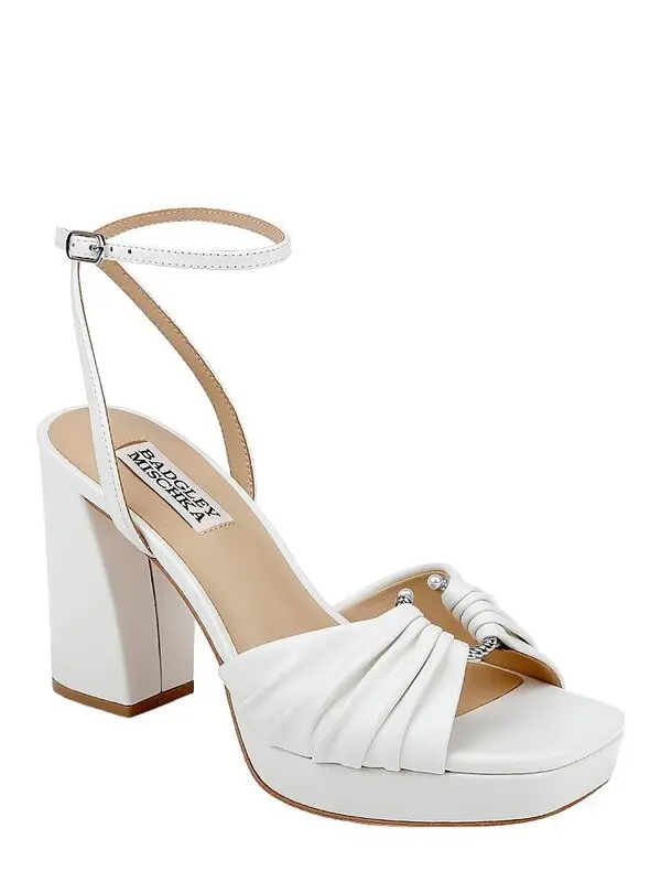 Badgley Mischka Veda Platform Sandals - White Leather