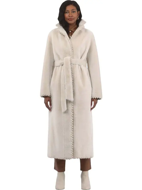 Gorski Genuine Shearling Long Coat - Cream/cream