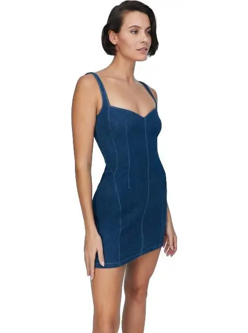 JENDUE Denim Mini Dress - Deep Blue