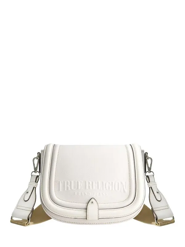 True Religion Logo Denim Saddle Bag - White