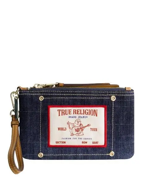 True Religion Buddha Patch Denim Wristlet - Dark Denim