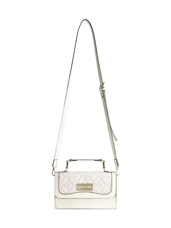 True Religion Studded Denim Flap Bag - White