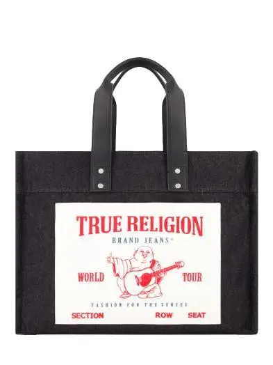 True Religion Large Denim Tote - Black