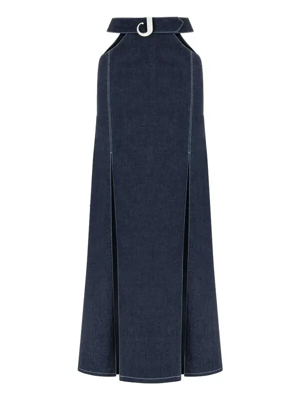 JENDUE Siena Maxi Denim Skirt - Blue