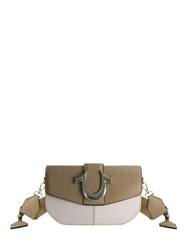 True Religion Denim Saddle Bag With Horseshoe Logo - Taupe