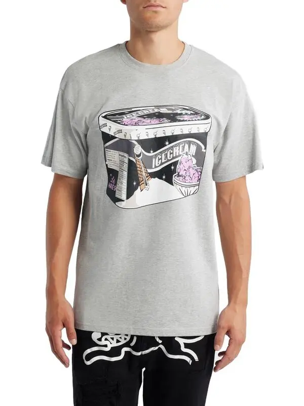 ICECREAM Carton Graphic T-shirt - Heather Gray