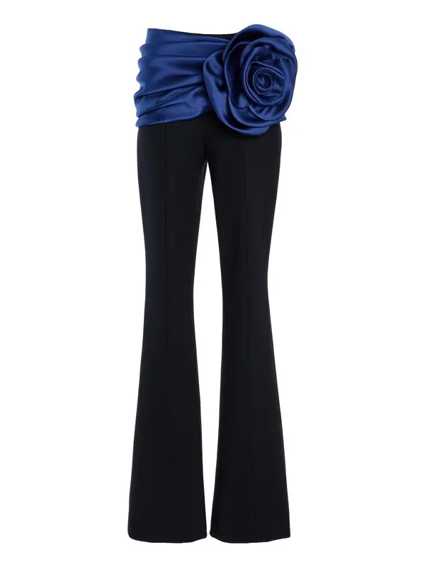Carolina Herrera Corsage-detailed Wool-blend Bootcut Trousers - Black