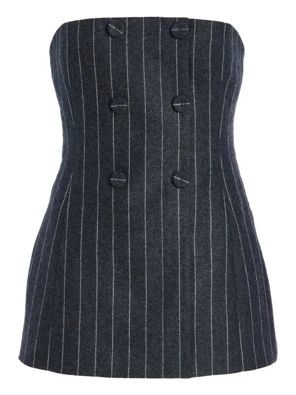 Carolina Herrera Pinstriped Wool-blend Top - Grey