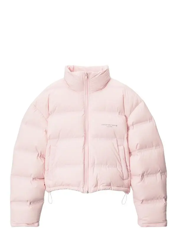 Alexander Wang Jacquard Logo Cropped Puffer - Pink