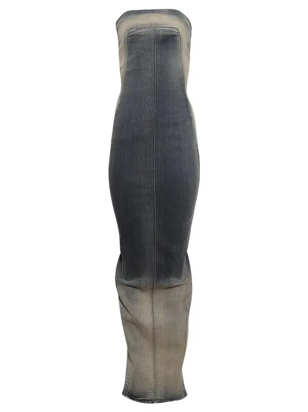 Rick Owens Bustier Denim Gown - Grey
