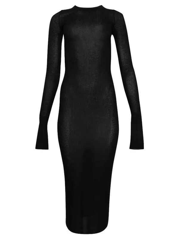 Rick Owens Ribbed Long Sleeve Dress - Black