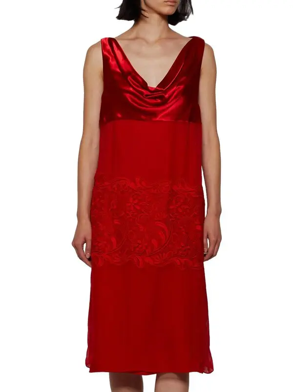 FERRAGAMO Draped Silk Dress - Red