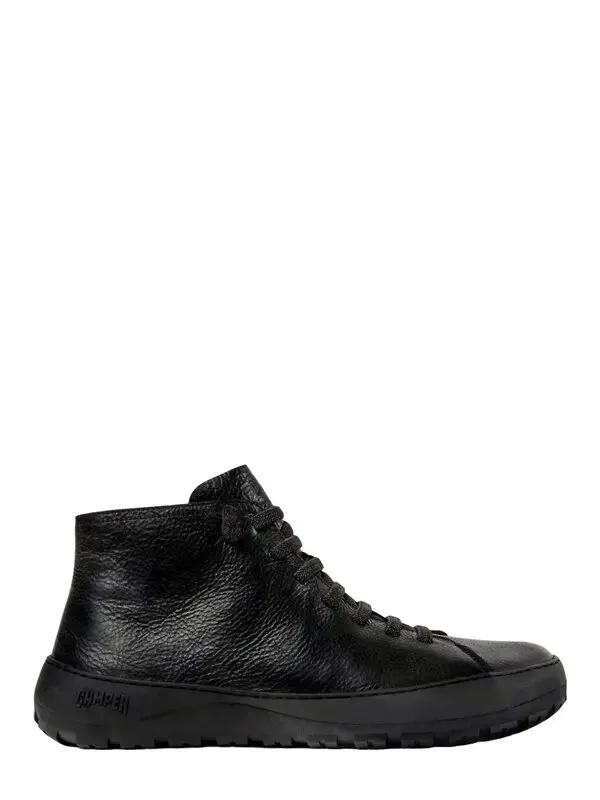 Camper Lace-up Leather Ankle Boots - Black