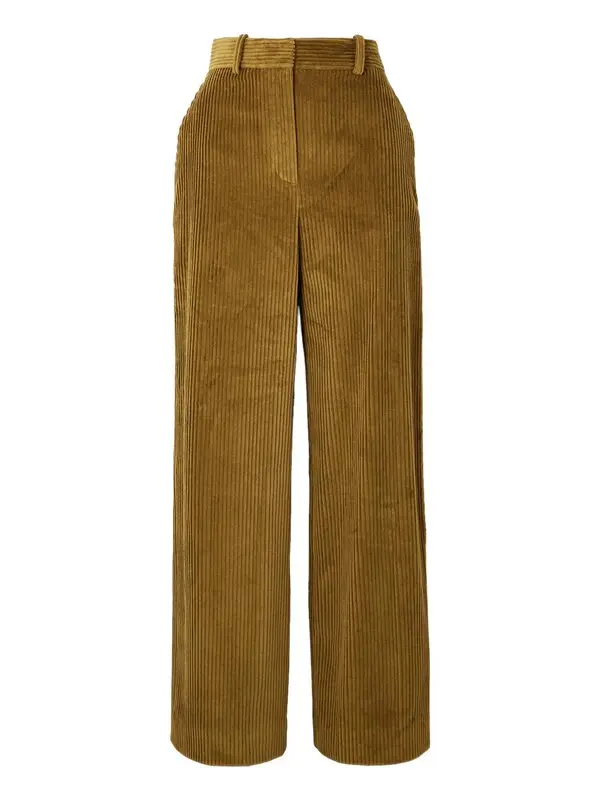 Proenza Schouler Lidie Cotton-corduroy Wide-leg Pants - Green