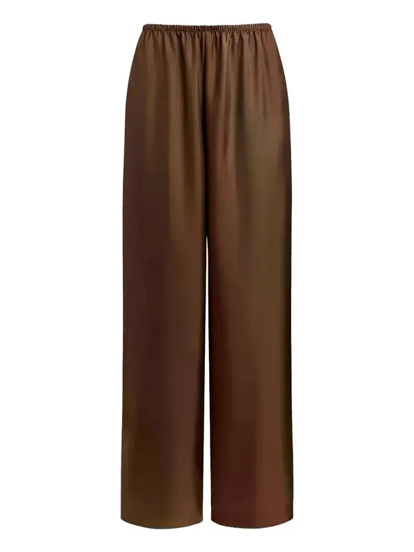 12 STOREEZ Elastic-waist Silk Palazzo Pants - Brown