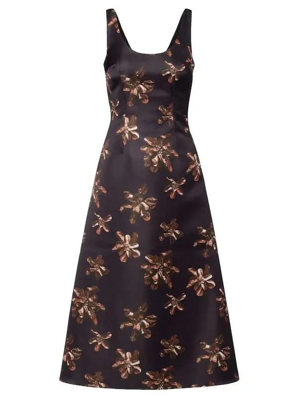 EMILIA WICKSTEAD Tippi Floral Genzianella Midi Dress - Black
